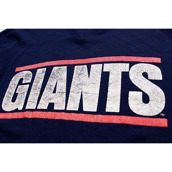 ★80s USA製 GARAN NFL GIANTS Vネック アクリルニット セーター 紺 M★ビンテージ オールド アメフト Big ...