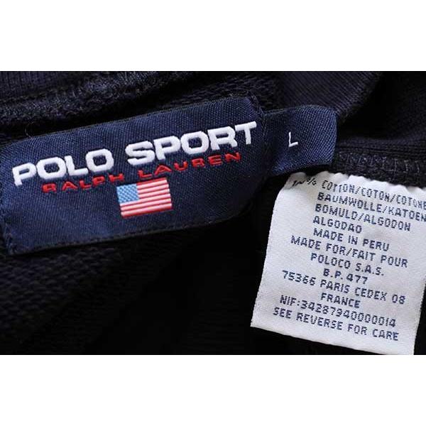 90s POLO SPORTポロ スポーツ ラルフローレン ロゴ ひび割れプリント コットン スウェットパーカー 濃紺 L★オールド フーディー :221003-56:Used ...