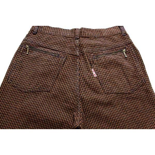 ★80s イタリア製 TRY ME ギンガムチェック 織り柄 テーパード コットンパンツ w28★オールド ビンテージ ジーンズ ユーロ ...