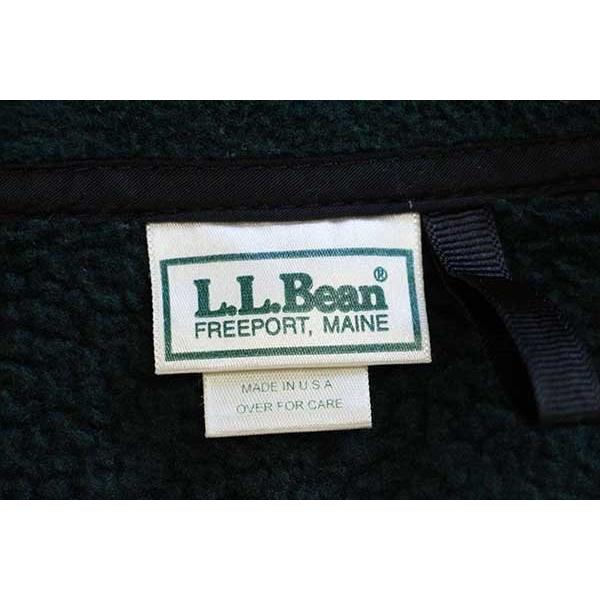 L.L.Bean 90s USA製 ALL CONDITIONS 刺繍 ライナー フリースジャケット 深緑×黒 L-R★オールド ビンテージ ...