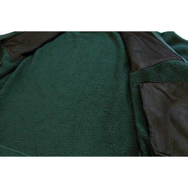 L.L.Bean 90s USA製 ALL CONDITIONS 刺繍 ライナー フリースジャケット 深緑×黒 L-R★オールド ビンテージ ...