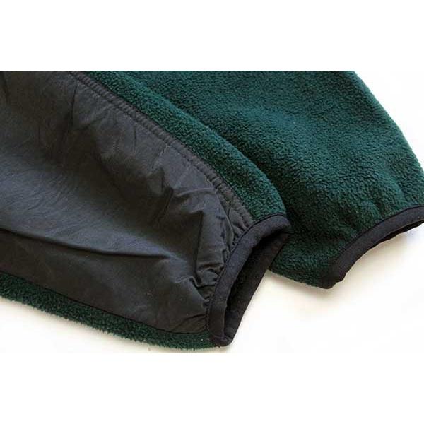 L.L.Bean 90s USA製 ALL CONDITIONS 刺繍 ライナー フリースジャケット 深緑×黒 L-R★オールド ビンテージ ...