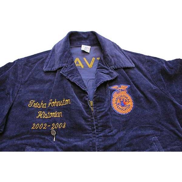 00s FFA ファーマーズ NEVADA チェーン刺繍&ピンズ&パッチ付き コットン コーデュロイジャケット 紺 36★オールド レディース ワッペン : Used Clothing ...