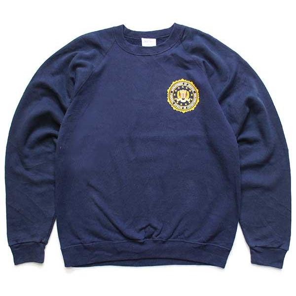 90s USA製 DEPARTMENT OF JUSTICE FEDERAL BUREAU INVESTIGATION FBI スウェット 紺 ...