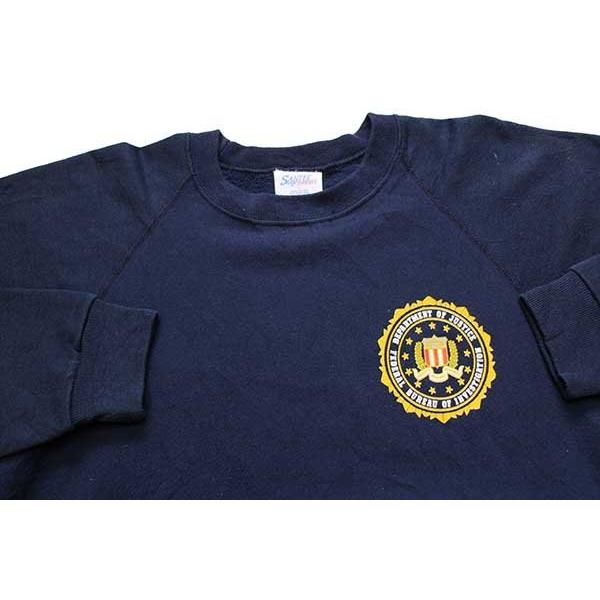 90s USA製 DEPARTMENT OF JUSTICE FEDERAL BUREAU INVESTIGATION FBI スウェット 紺 ...