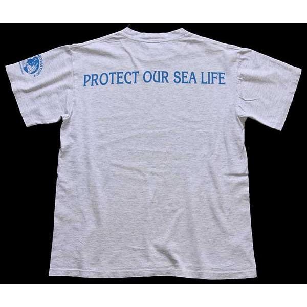 90s USA製 SEAWATCH PROTECT OUR SEA LIFE イルカ 両面プリント アート Tシャツ 杢ライトグレー M★オールド 水族館 ウミガメ : Used ...