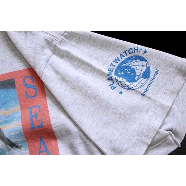 90s USA製 SEAWATCH PROTECT OUR SEA LIFE イルカ 両面プリント アート Tシャツ 杢ライトグレー M★オールド 水族館 ウミガメ : Used ...