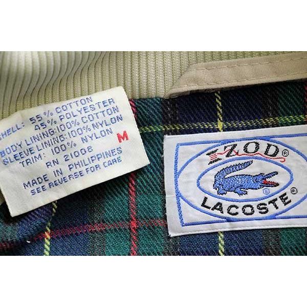 LACOSTE 80s IZOD ラコステ ワンポイント G9タイプ タータンチェックライナー ハリントンジャケット ベージュ M★オールド ビンテージ : Used Clothing ...