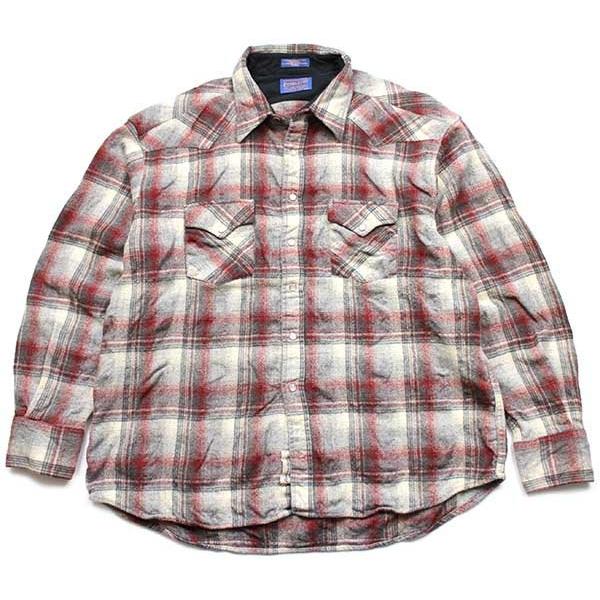 PENDLETON 00s メキシコ製 PENDLETONペンドルトン オンブレチェック ウール ウエスタンシャツ XXL★オールド カントリー シャドー ビッグサイズ : Used ...
