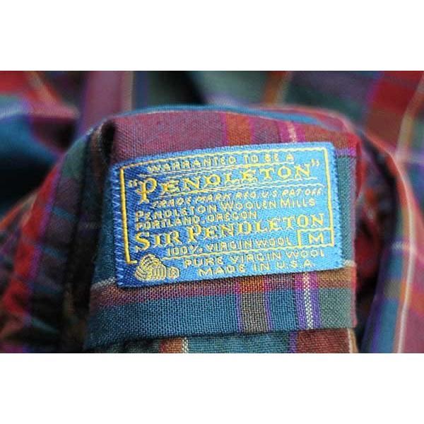 70s USA製 SIR PENDLETONサーペンドルトン チェック ボタンダウン ウールシャツ M★ビンテージ オールド : 230919-5 : Used Clothing ...