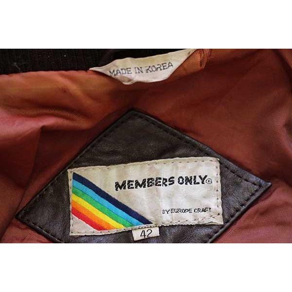80s MEMBERS ONLYメンバーズオンリー スタンドカラー シングルライダース レザージャケット 焦げ赤茶 42★オールド ビンテージ ...