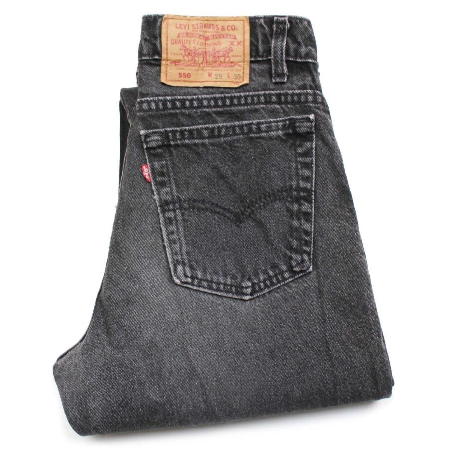 Levi's 90s USA製 Levi'sリーバイス 550 ダメージ ブラック デニムパンツ w29 L30★SDP2389 オールド ビンテージ ジーンズ テーパード ブリーチ ...