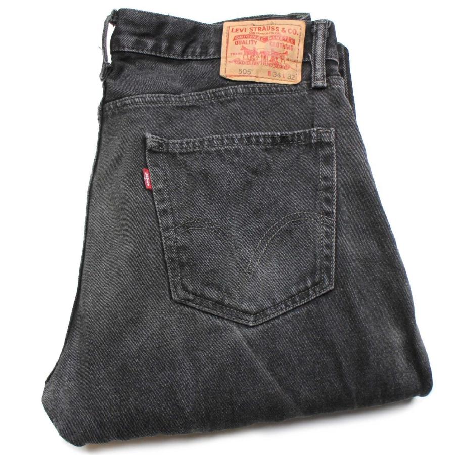 Levi's Levi'sリーバイス 505 ダメージ ブラック デニムパンツ ヒゲ w34 L32★SDP2424 ジーンズ ストレート ボロ : Used Clothing ...