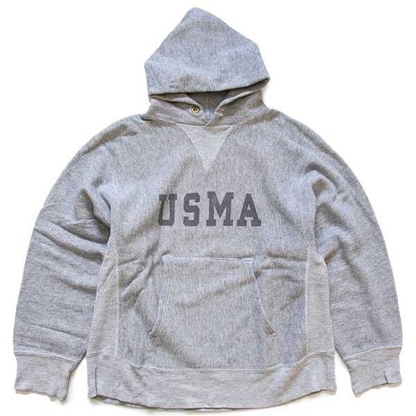 Champion 80s USA製 Championチャンピオン USMA 染み込みプリント 前V リバースウィーブ スウェットパーカー 杢グレー M★ビンテージ ミリタリー : Used ...