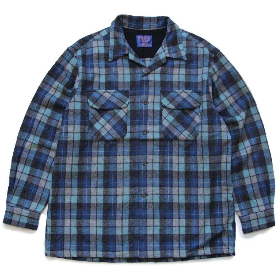 00s メキシコ製 PENDLETONペンドルトン Beach Boysビーチボーイズ チェック ウール オープンカラーシャツ L★オールド ボード ブロック : 240124-10 ...