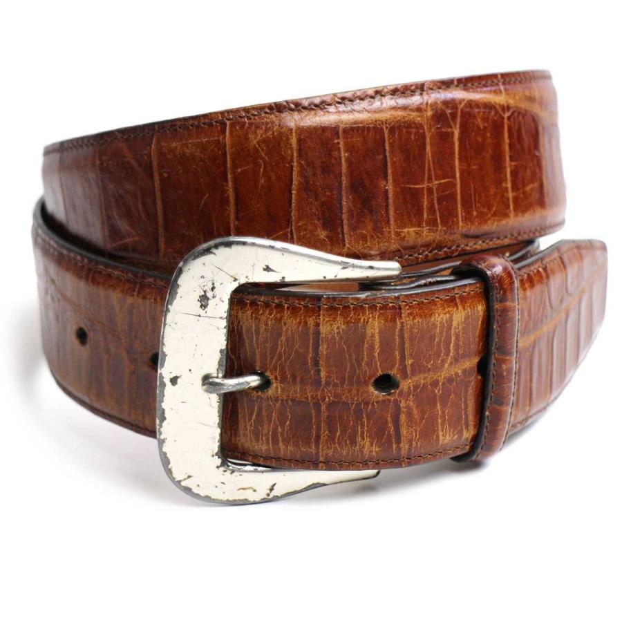 80s USA製 LANDS'ENDランズエンド 型押し レザーベルト 茶 30★本革 オールド ビンテージ クロコダイル ワニ ブラウン : 240213-14 : Used ...