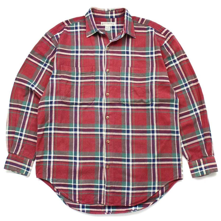 90s BANANA REPUBLICバナナリパブリック タータンチェック コットン フランネルシャツ L★オールド ビンテージ インド綿 オーバーサイズ : Used Clothing ...