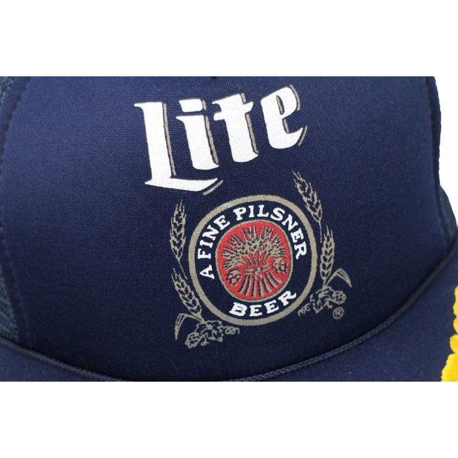 90s Lite A FINE PILSNER BEER 金モール 装飾 メッシュキャップ 紺★オールド ビンテージ ロゴ ファインピルスナー ...