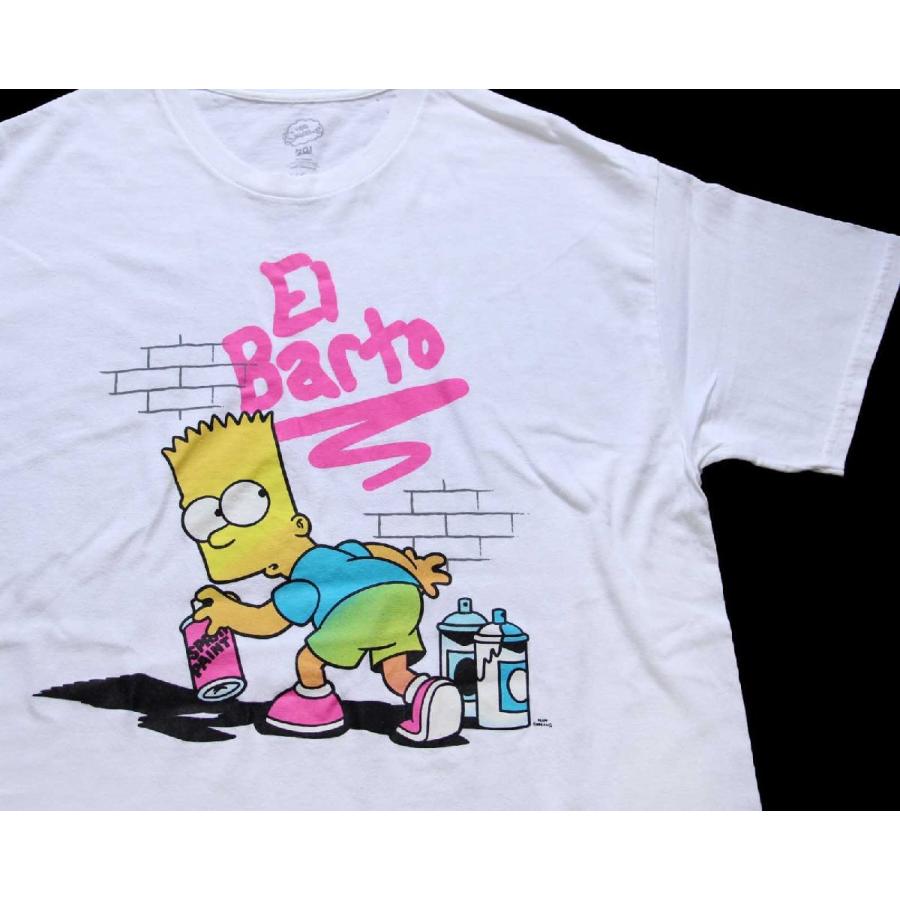 The Simpsons シンプソンズ El Barto バート スプレー 蛍光プリント コットンTシャツ 白 L★アニメ キャラ ホワイト ...