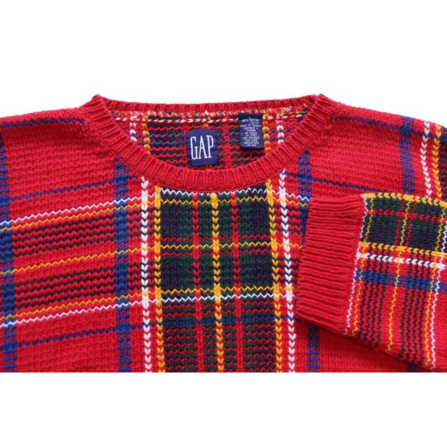 GAP 90s GAPギャップ タータンチェック コットンニット セーター L★オールド ビンテージ クルーネック オーバーサイズ ビッグサイズ : Used Clothing ...