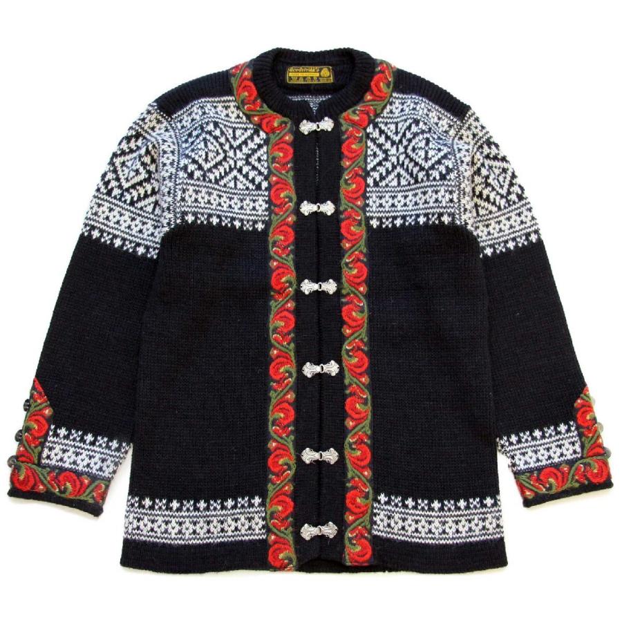 80s ノルウェー製 nordstrikk ノルディック柄 チロリアンテープ ウールニット カーディガン 黒 44★ビンテージ ユーロ フェアアイル : Used Clothing ...