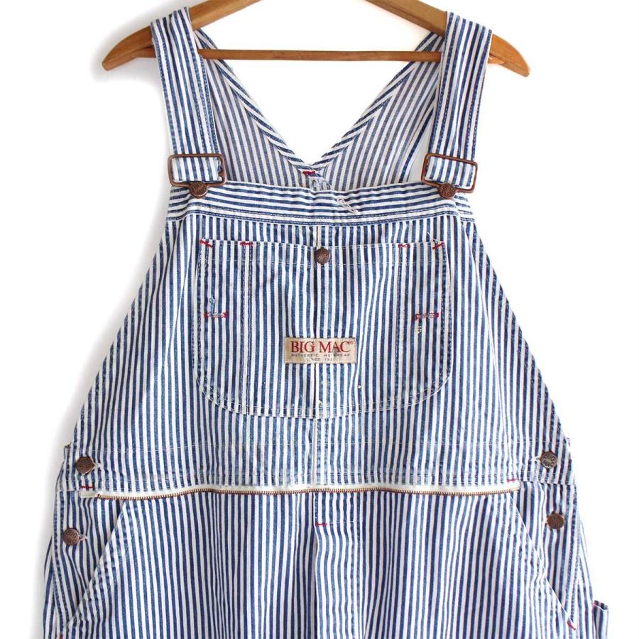 BIG MAC 90s USA製 JCPenney BIGMACビッグマック ペンキ飛び ダブルニー ヒッコリー ストライプ オーバーオール w44★オールド ストアブランド : Used ...