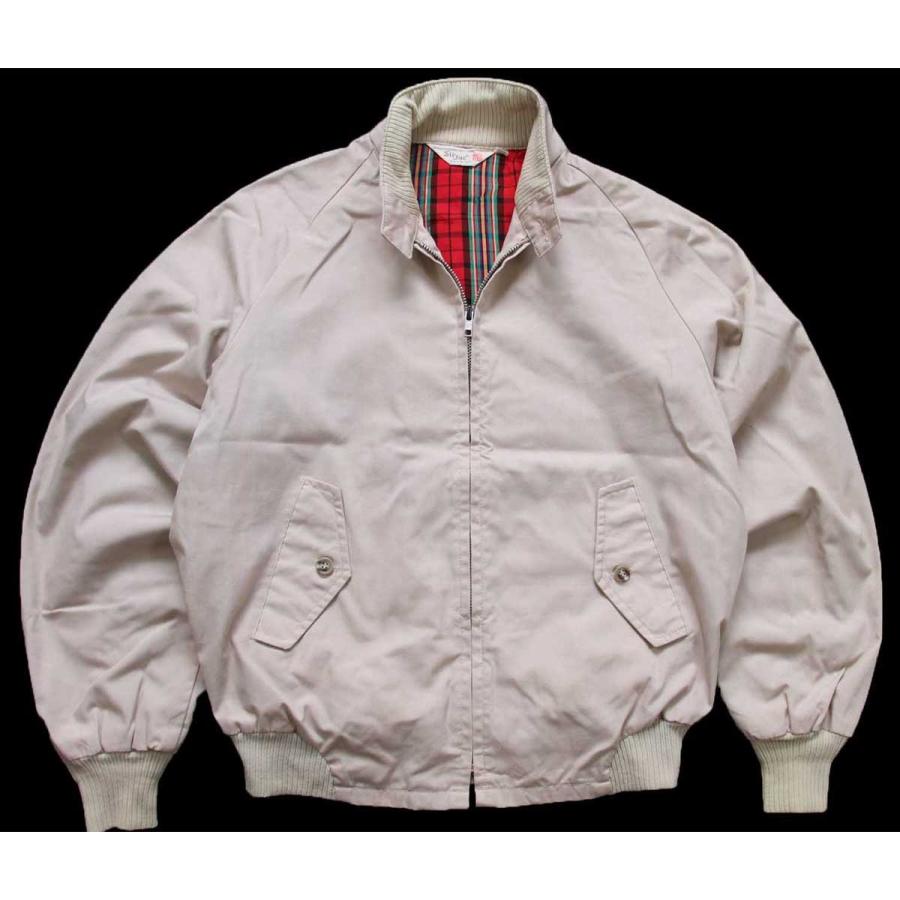 80s Sir jac タータンチェックライナー ハリントンジャケット ベージュ 40★ビンテージ オールド スイングトップ G9 ...