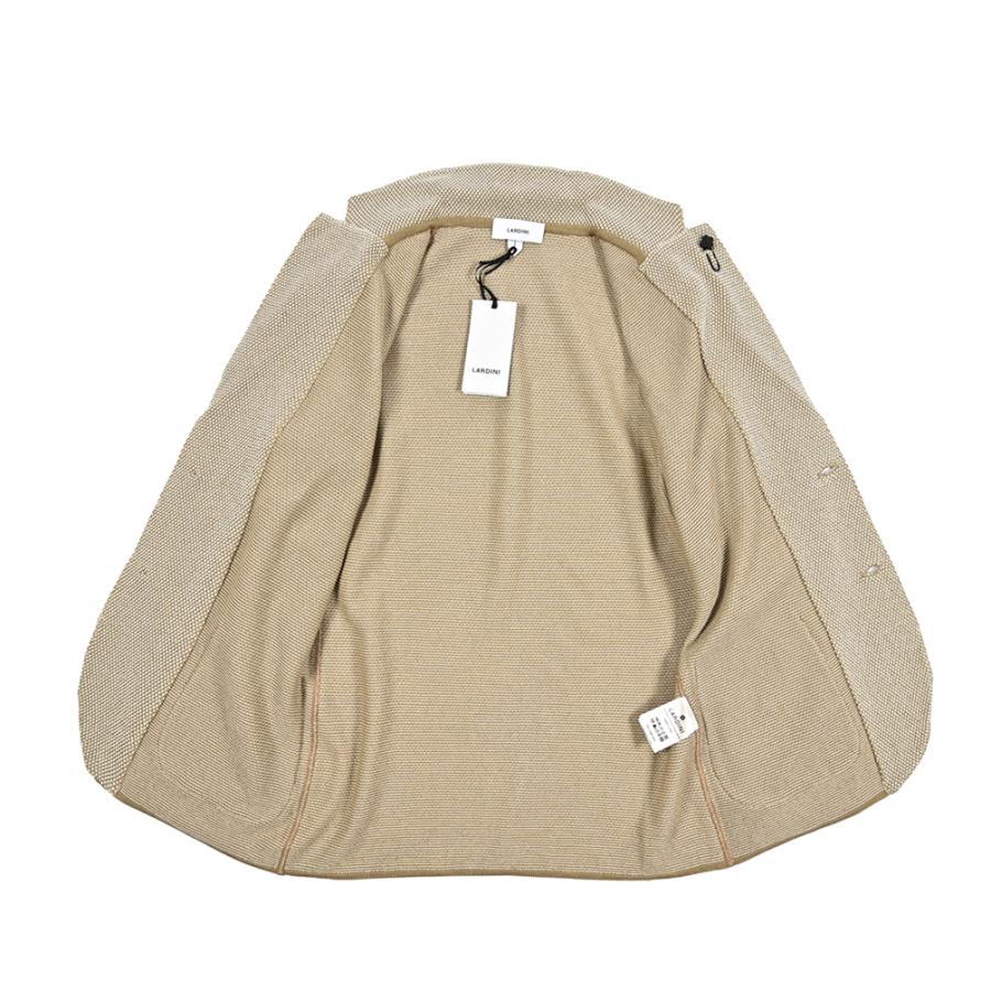 LARDINI 【2025年 春夏新作】 ラルディーニ ニットジャケット 2Bシングル 春夏秋 コットン100% 鹿の子 ベージュ MADE IN ITALY ブートニエール ...