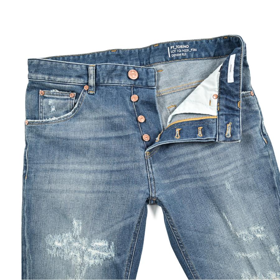 PT TORINO DENIM REGGAE (TAPERED FIT) テーパードジーンズ ストレッチデニム ダメージ加工 ウォッシュドブ ...