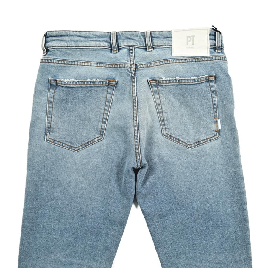 PT TORINO DENIM SWING (SUPERSLIM FIT) デニム ダメージジーンズ ストレッチパンツ ライトブルー / PT05 メンズ ピーティートリノデニム ...