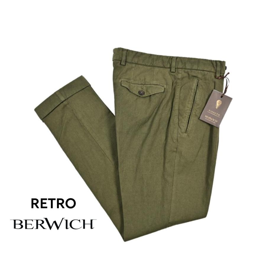 BERWICH セール RETRO THECA コットンリネン ワンタックチノパンツ 春夏 カーキグリーン / メンズ ベルウィッチ : ペッピーノ - 通販 - Yahoo!ショッピング