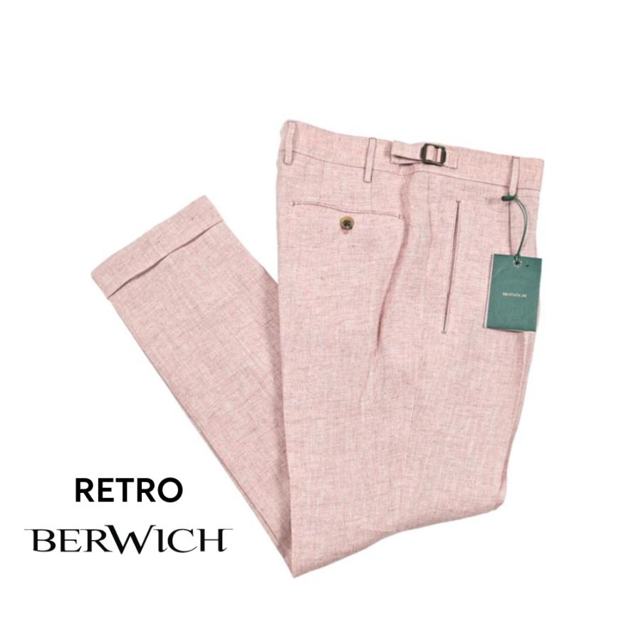 BERWICH ベルウィッチ / RETRO スラックス ワンタック パンツ リネン 100% 麻 ヘリンボーン ピンク メンズ : ペッピーノ - 通販 - Yahoo!ショッピング
