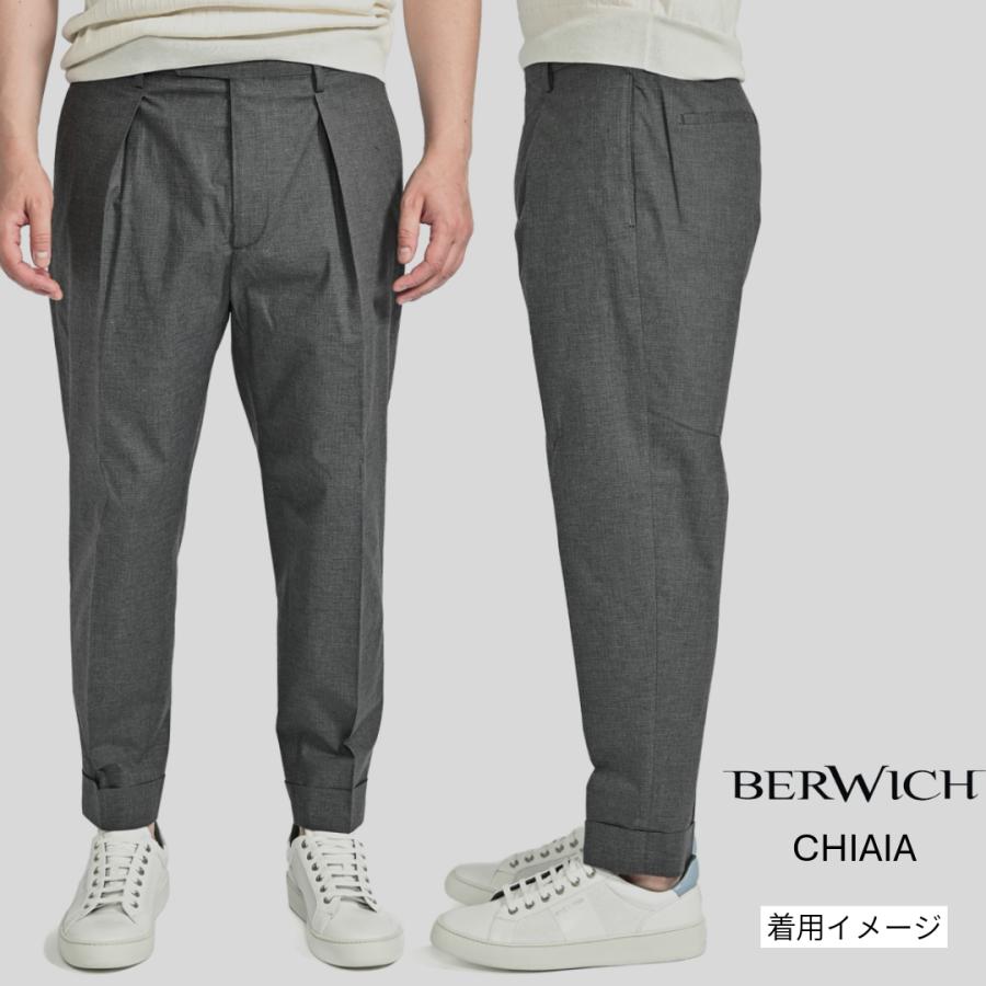 BERWICH ベルウィッチ / CHIAIA コットン スラックス ワンタック パンツ ストレッチ 総柄 グリーン メンズ セール対象 : ペッピーノ - 通販 - Yahoo!ショッピング