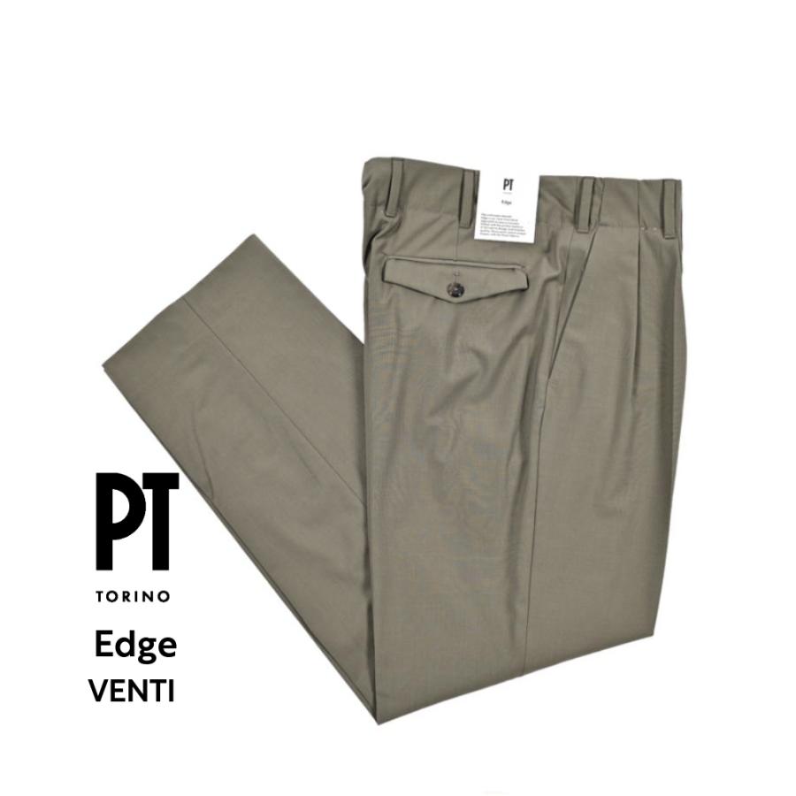 PT TORINO ピーティートリノ / Edge VENTI ストレッチウール ツータックワイドスラックス カーキグリーン メンズ セール対象 : ペッピーノ - 通販 - Yahoo!ショッピング