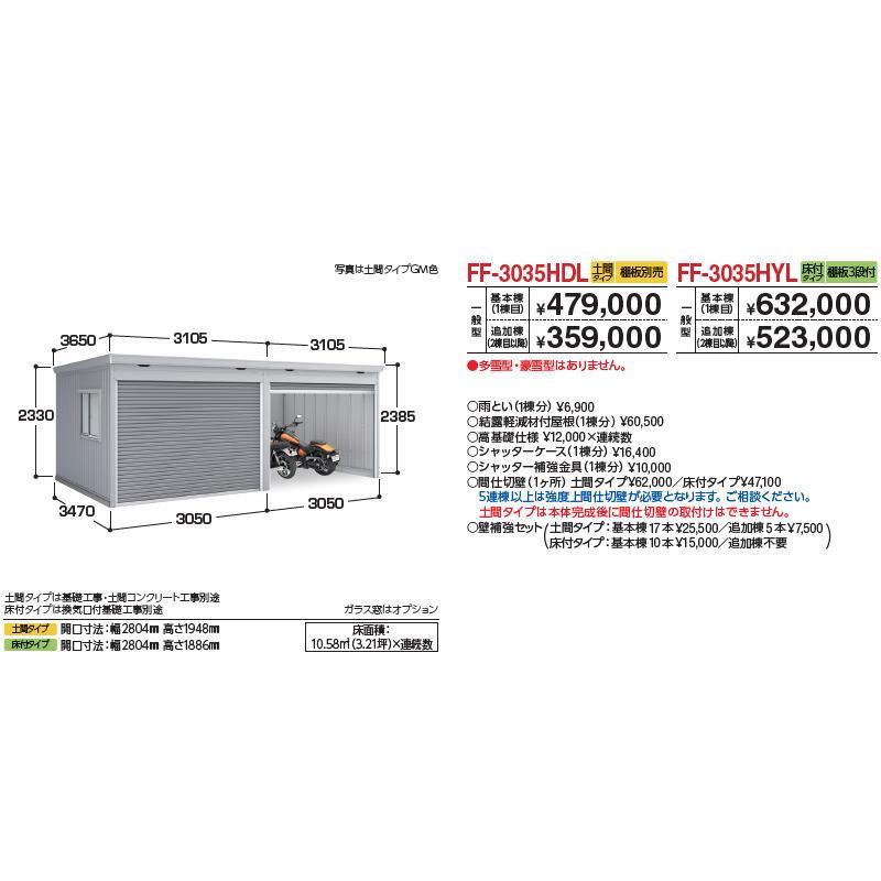 イナバ物置 稲葉製作所 物置 パブリック シャッタータイプ連続型 FF-3035HYL 床付タイプ 追加棟 一般型 間口3050×奥行3470×高さ2385mm 換気口付 : DIY 建材市場 ...