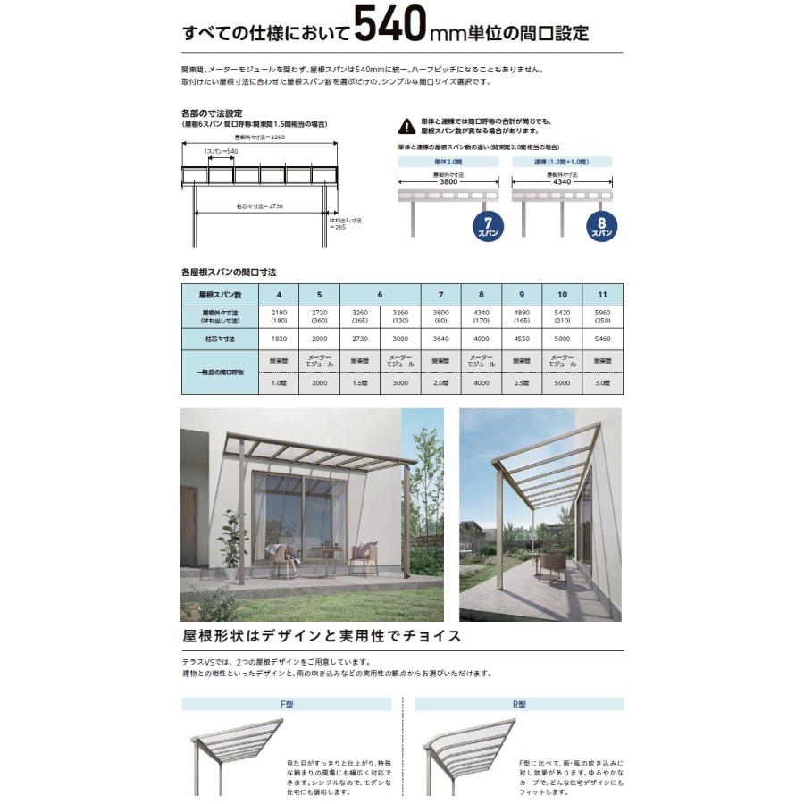 【エリア限定配送】 テラス屋根 LIXIL テラスVS テラスタイプ F型 標準柱(2400mm) 900タイプ 連棟用 桁：標準仕様 ポリカ：一般タイプ メーターモジュー : DIY 建材 ...