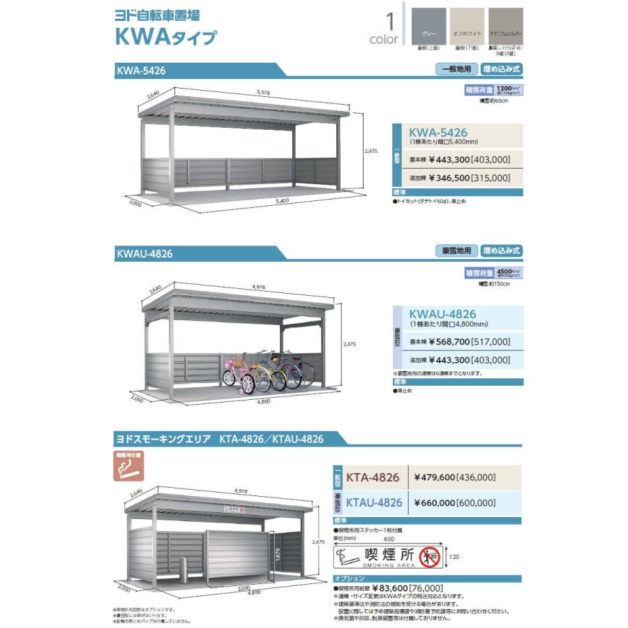 ヨドコウ 淀川製鋼 ヨド自転車置場 KWAタイプ 豪雪型 基本棟 KWAU-4826 自転車 屋根 駐輪 バイク 置場 省スペース : DIY 建材市場 STYLE-JAPAN-GROUP ...