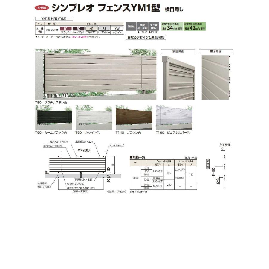 【無料★特典対象】 フェンス 目隠し YKK YKKap シンプレオフェンスYM1型 フェンス本体 H1600 T160 W2000×1600 横目隠しフェンスタイプ 旧5F型 境界 ...