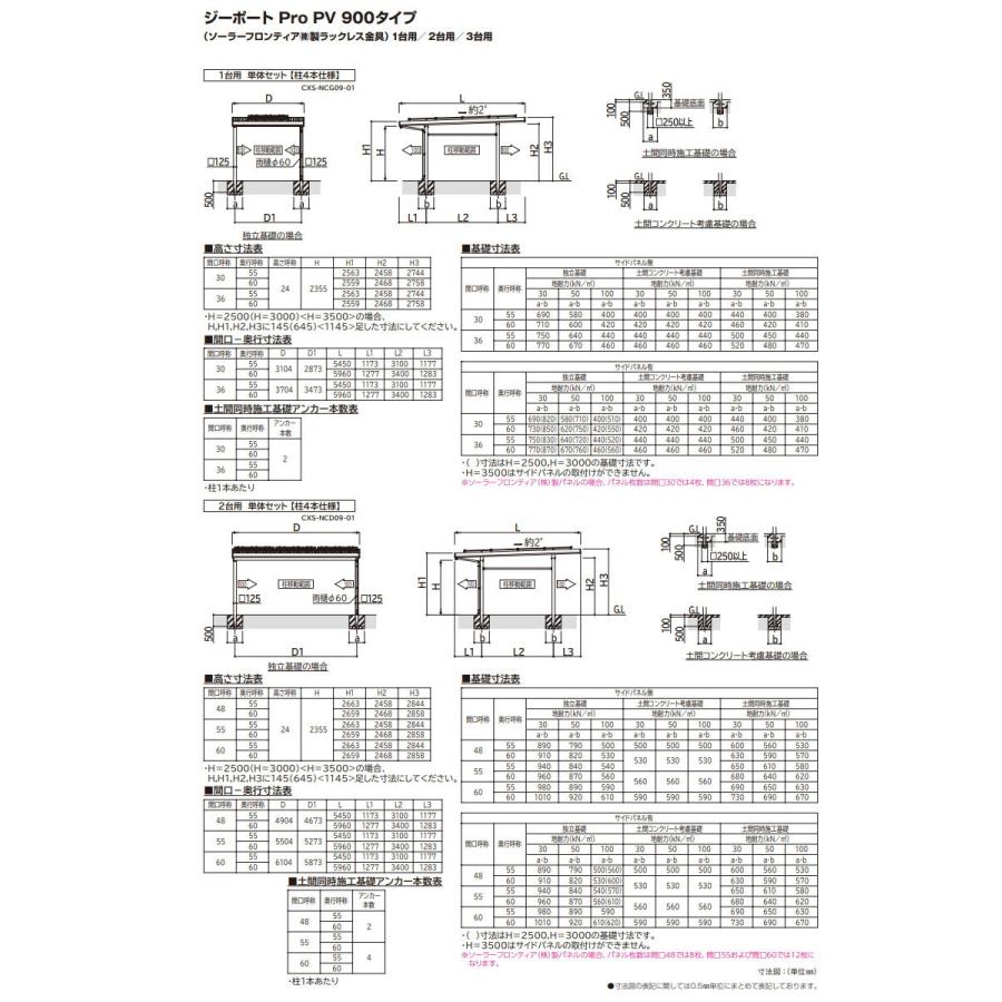 カーポート ソーラーパネル 1台用 YKK YKKap ジーポート Pro PV 900タイプ 単体柱4本 60-30 H25 横材なし アルミ色 明かり取りなし NCG（1台用/単 ...