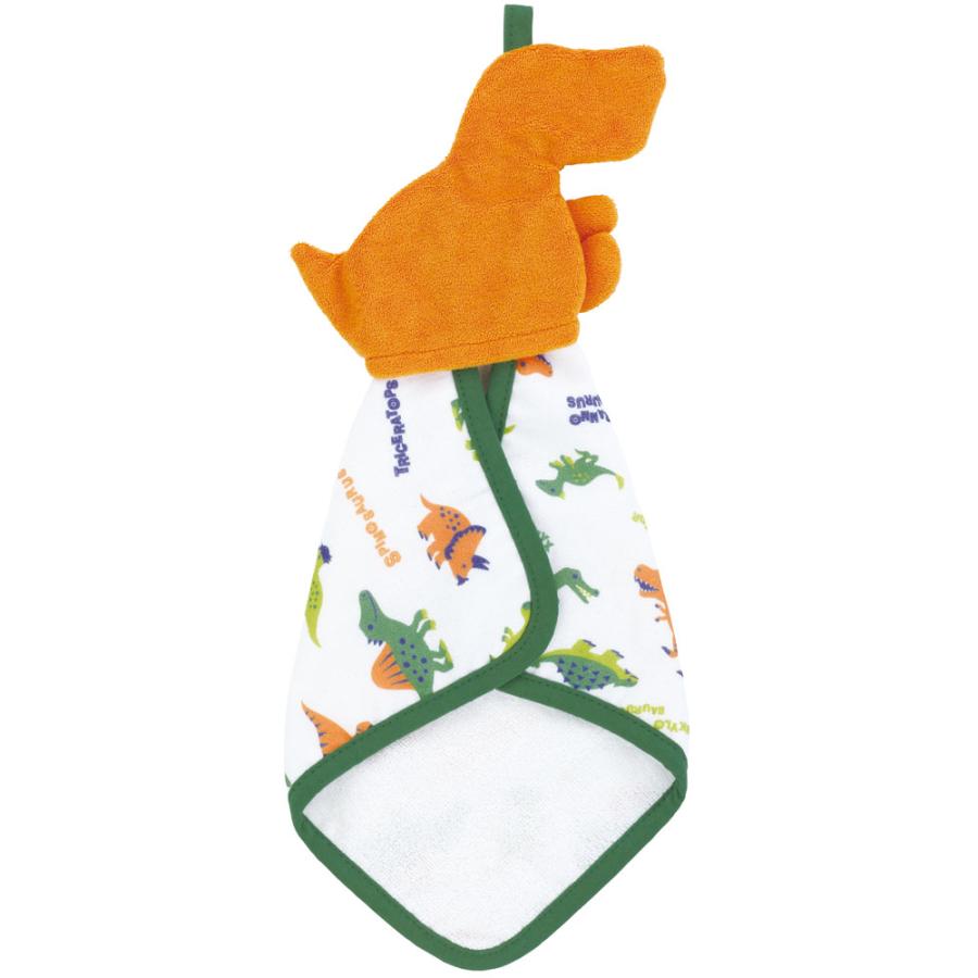 スケーター マスコット 付き タオル 30×30cm ガーゼ パイル 綿100％ ベビー 子供 可愛い skater BMT1 ティラノサウルス ディノサウルス 恐竜 ダイナソー ...