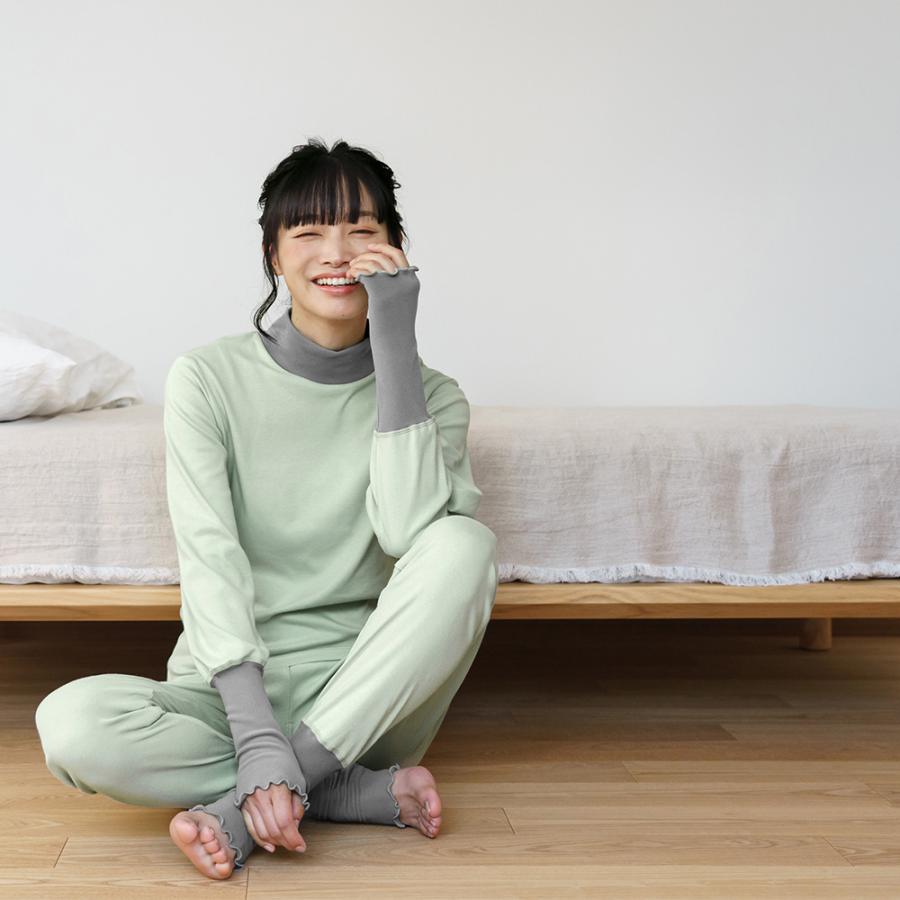 おやすみインナー 綿100% 両起毛 長袖 あったか パジャマ インナー アームウォーマー付き 温活 レディース 12分袖 暖かい 冷え対策 下着 肌着 婦人 女性 24AW : k9470p ...