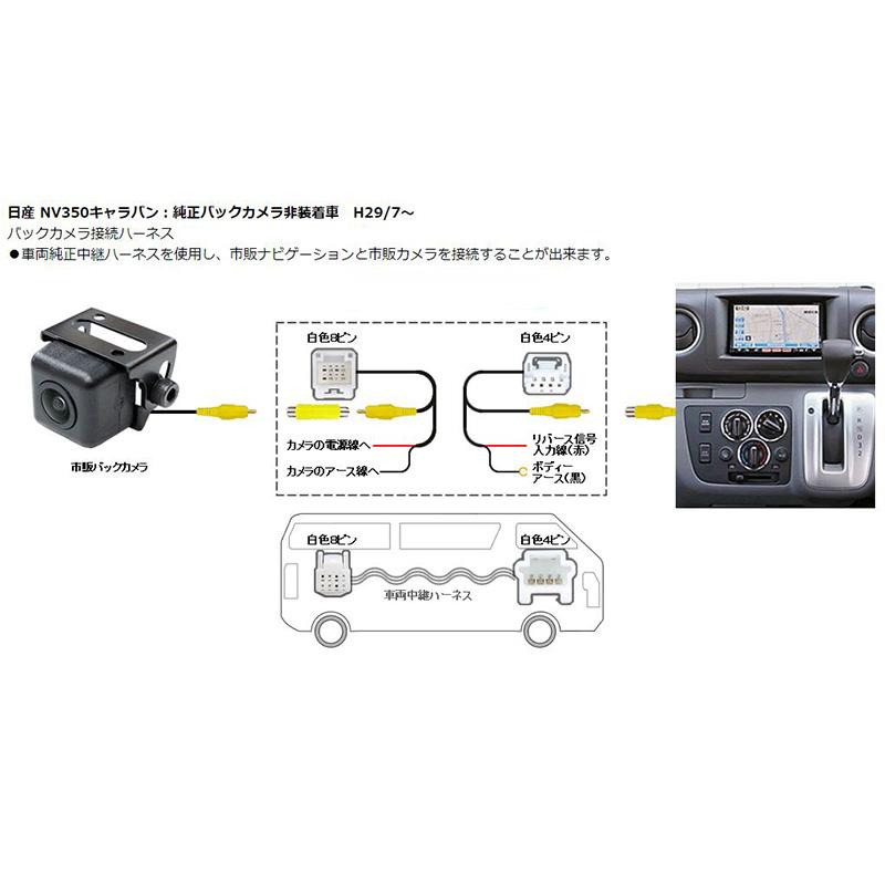 AV-C42 Bullcon ブルコン フジ電機工業 マジコネ MAGICONE バックカメラ接続ハーネス 日産 NV350キャラバン(H29/7〜) 純正バックカメラ非装着車用 12V 1年 ...