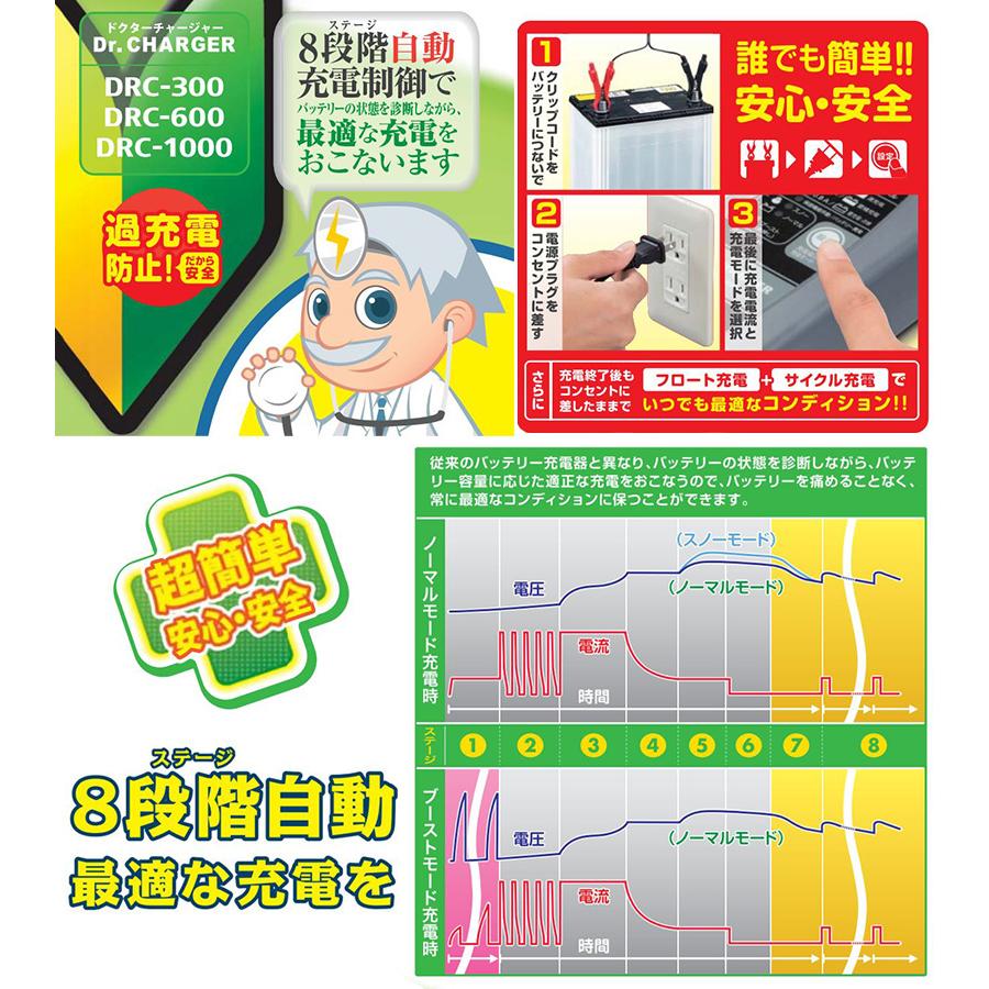 CELLSTAR DRC-600 cellstar セルスター Dr.Charger ドクターチャージャー バッテリー充電器 DC12V専用 パルス充電 軽・普通自動車/オートバイ/小型 ...
