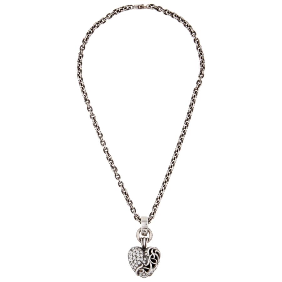 CHROME HEARTS LARGE HEART PENDANT PAVE DIAMOND / PAPER CHAIN CHROME HEARTS LARGE HEART PENDANT PAVE DIAMOND / PAPER CHAIN