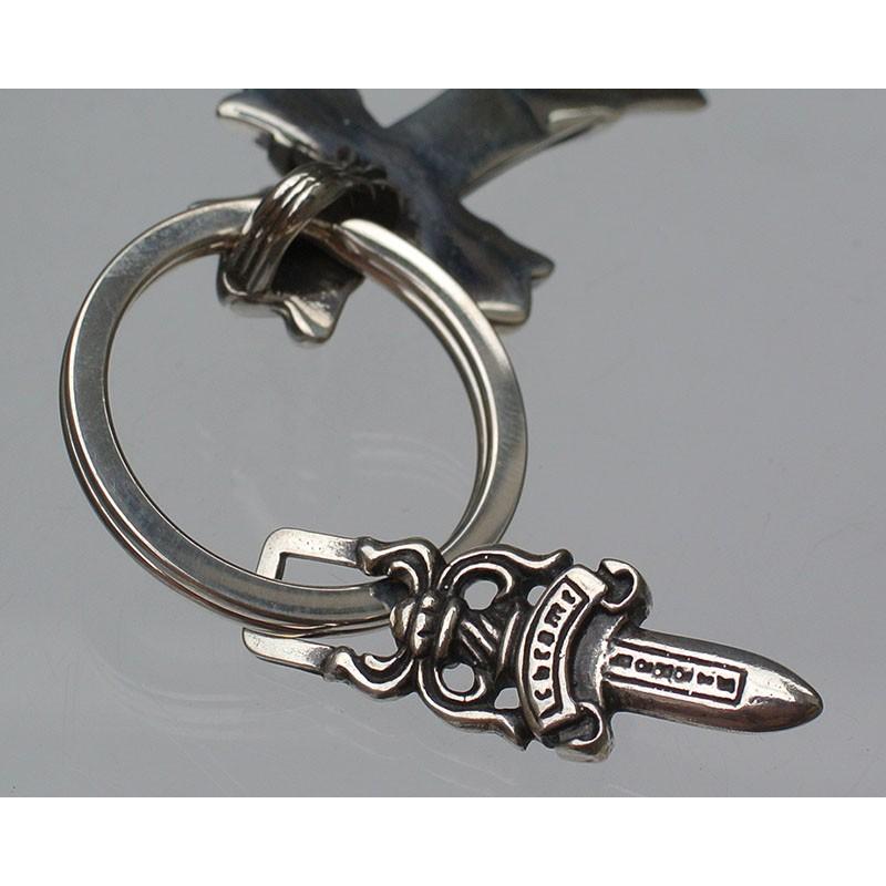 CHROME HEARTS DOUBLE CH CROSS / DAGGER KEY RING クロムハーツ キーリング ダブルCHクロス ...