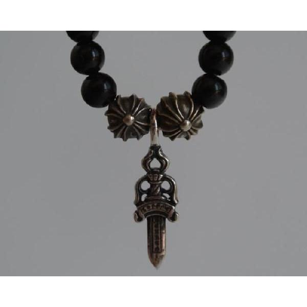 CHROME HEARTS BLACK TOURMALINE BEADS RING DAGGER クロムハーツ ビーズリング ブラックビーズ ...
