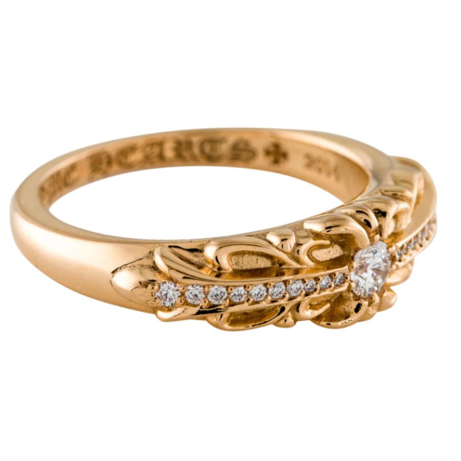 CHROME HEARTS 22K BABY CLASSIC FLORAL CROSS RING PAVE CHROME HEARTS 22K BABY CLASSIC FLORAL CROSS RING PAVE