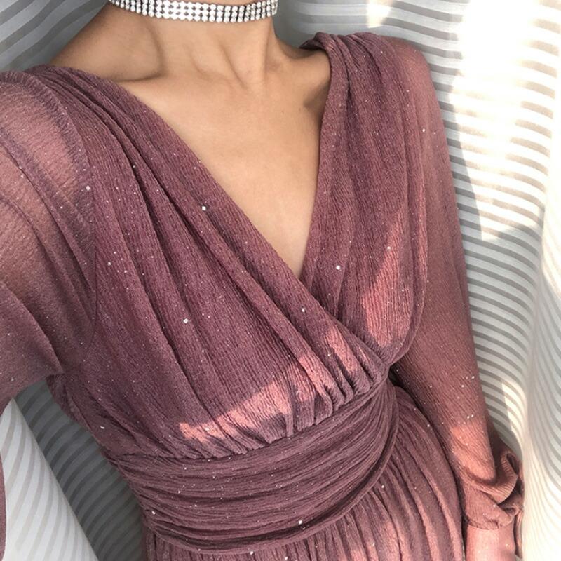 パーティードレス カシュクール Vネック ワンピース ドレス パーティー