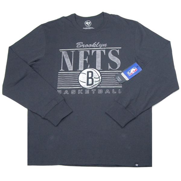 47Brand 47 Brand【海外限定★濃淡を活かした味のあるヒビ割れプリント】NBA Brooklyn Nets 長袖 Tシャツ ...