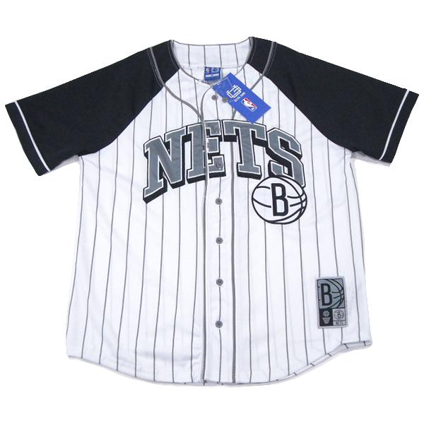 NBA ULTRA GAME【公式ライセンス★ふんだんに刺繍を使った迫力のチームロゴ】NBA Brooklyn Nets ピンストライプ ...